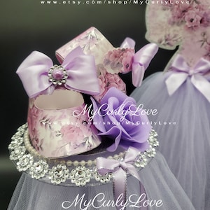 Purple Lavender Girl Baby Shower Centerpiece Purple Silver Baby Decor ...
