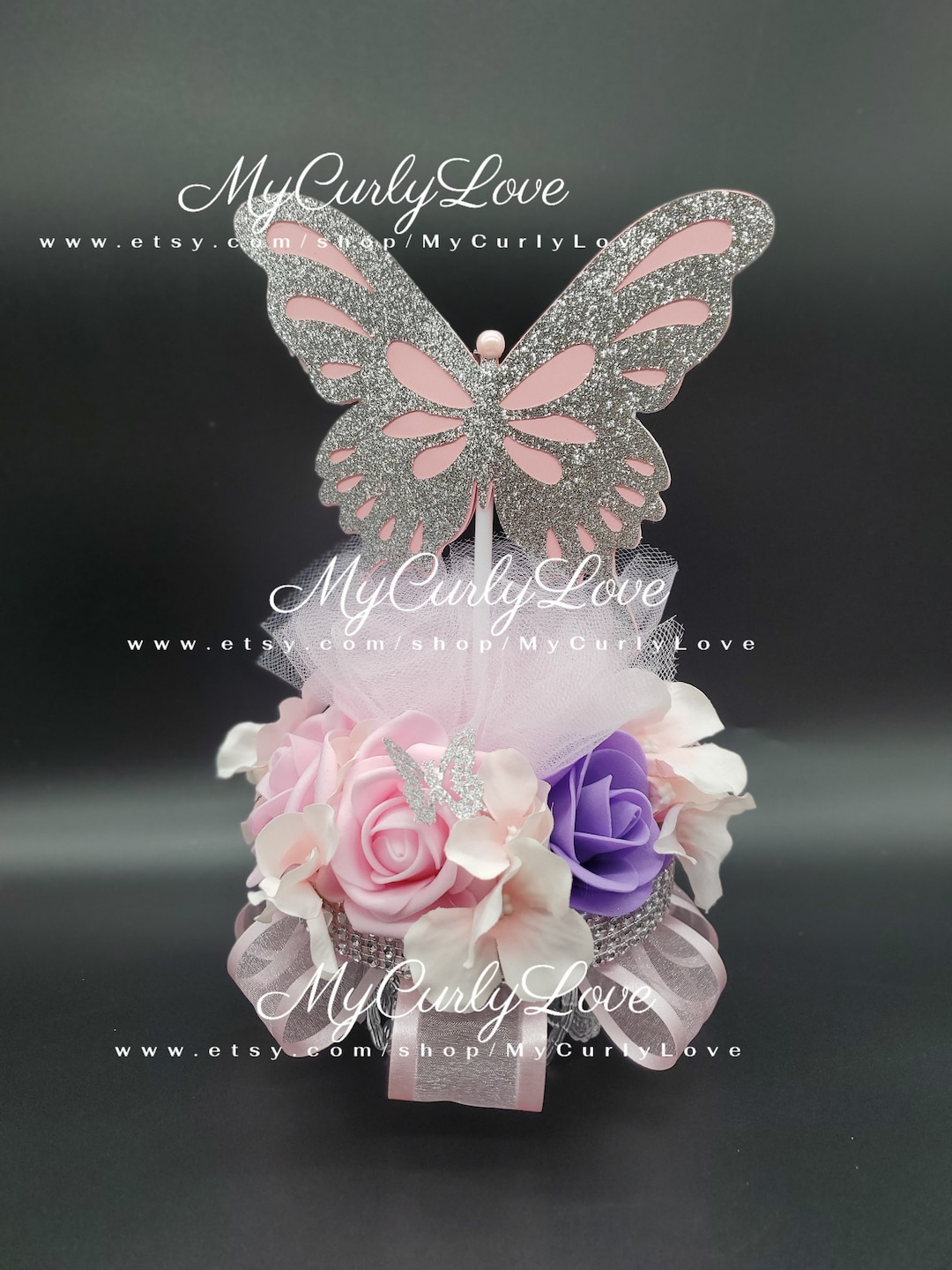 Butterfly Baby Shower Centerpiece: Pink & Silver Party Decoration - Etsy