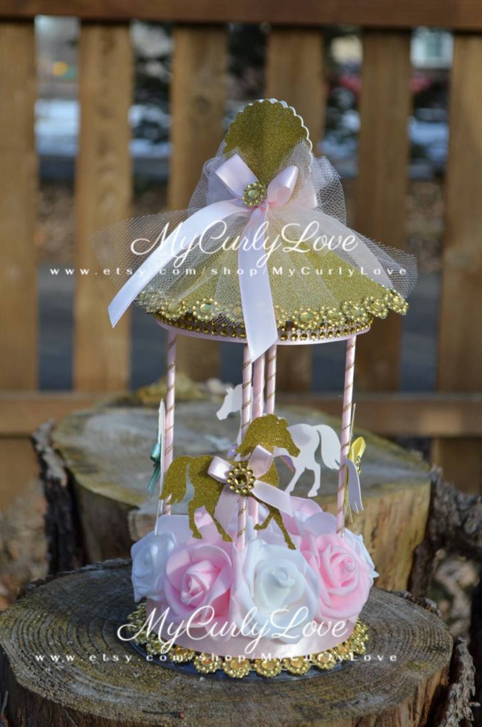 Carousel Centerpiece/pink and Gold Carousel | Etsy