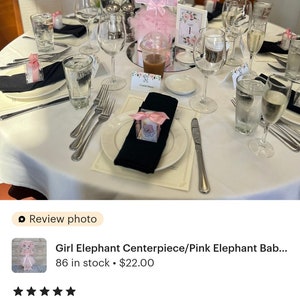 Girl Centerpiece Baby Shower Pink Elephant Baby Shower Pink Silver ...