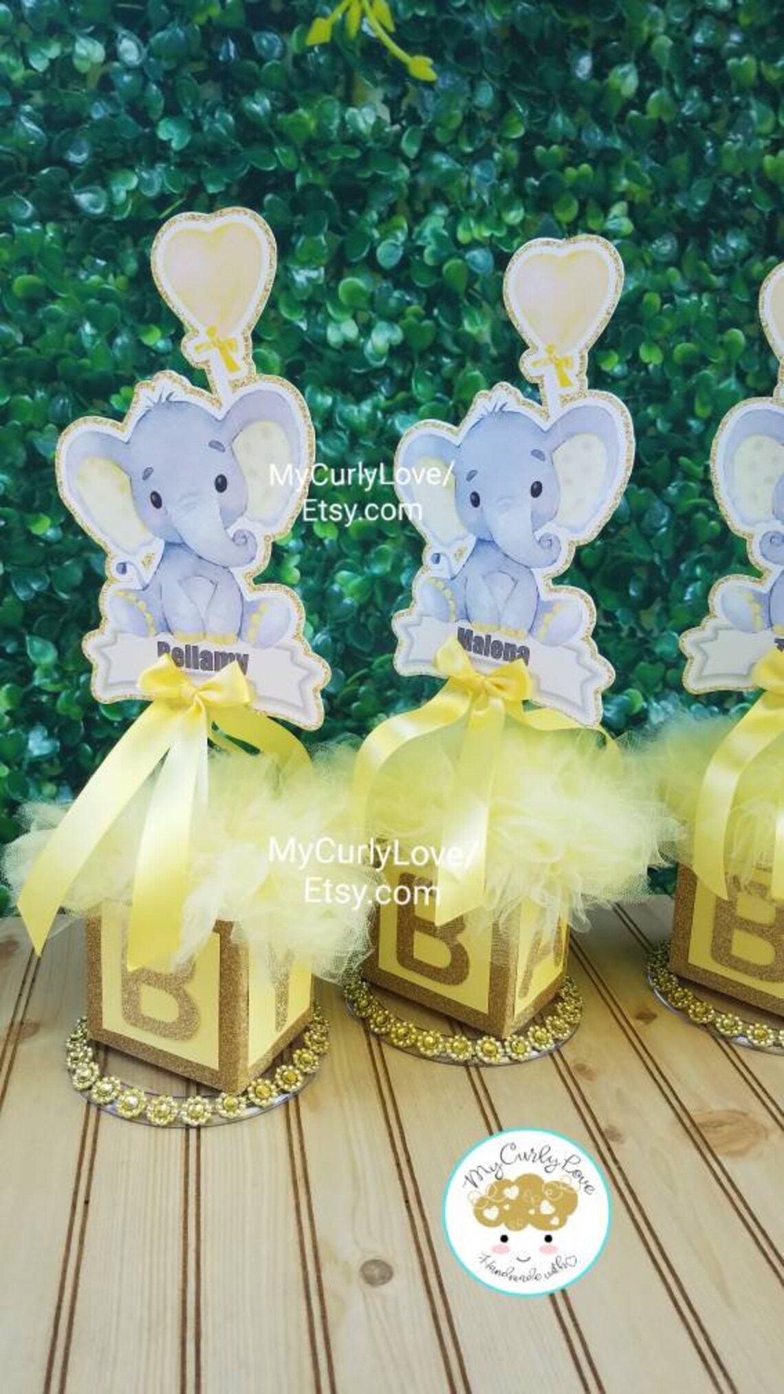 Yellow Elephant Baby Shower Centerpiece Neutral Elephant Baby | Etsy