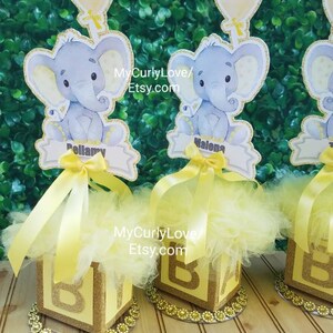 Yellow Elephant Baby Shower Centerpiece Neutral Elephant Baby Shower ...