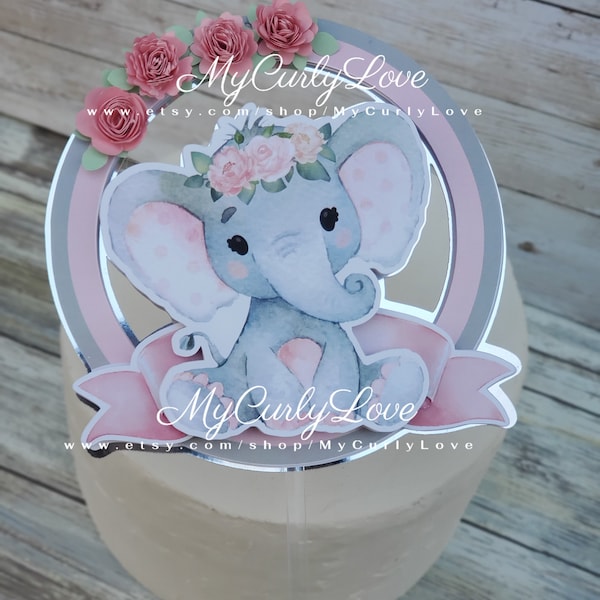 Baby Shower Cake Topper Elephant - Etsy
