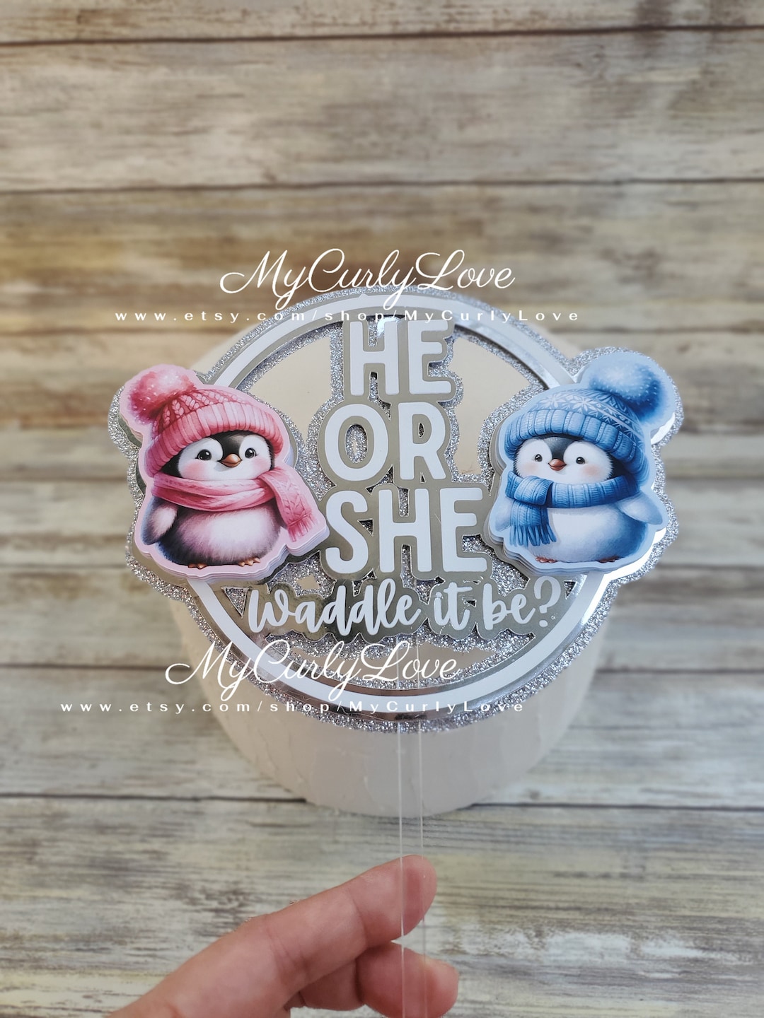 Penguin Gender Reveal Cake Topper, Penguin Gender Reveal, Waddle It Be ...