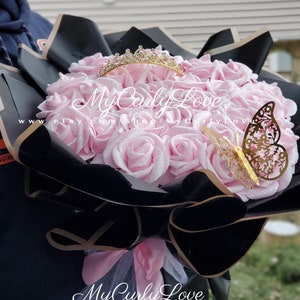 Glitter Foam Rose Bouquet: Ramo Buchon, Add-ons Available - Etsy