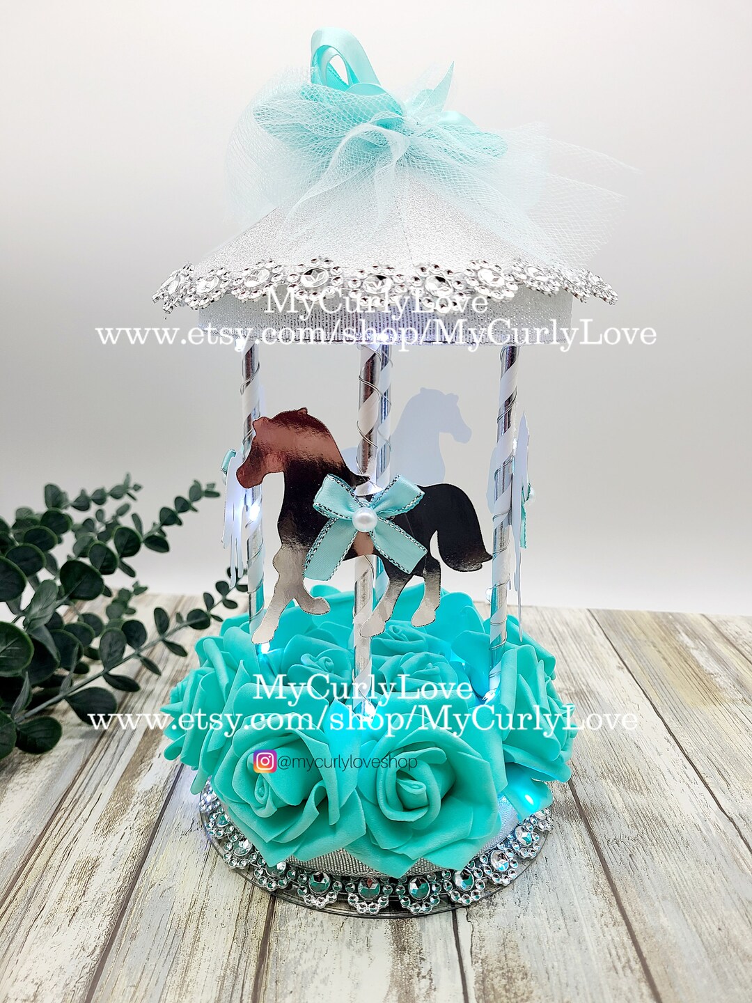 Floral Carousel Centerpiece Decoration Carousel Centerpiece Pink Gold ...