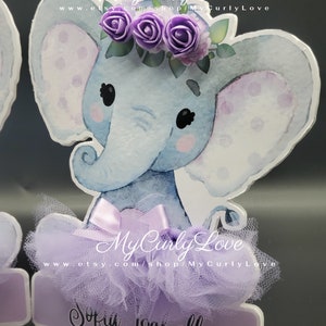 Set of 2 Standee Lavender Elephant Centerpieces Lavender Elephant Baby ...