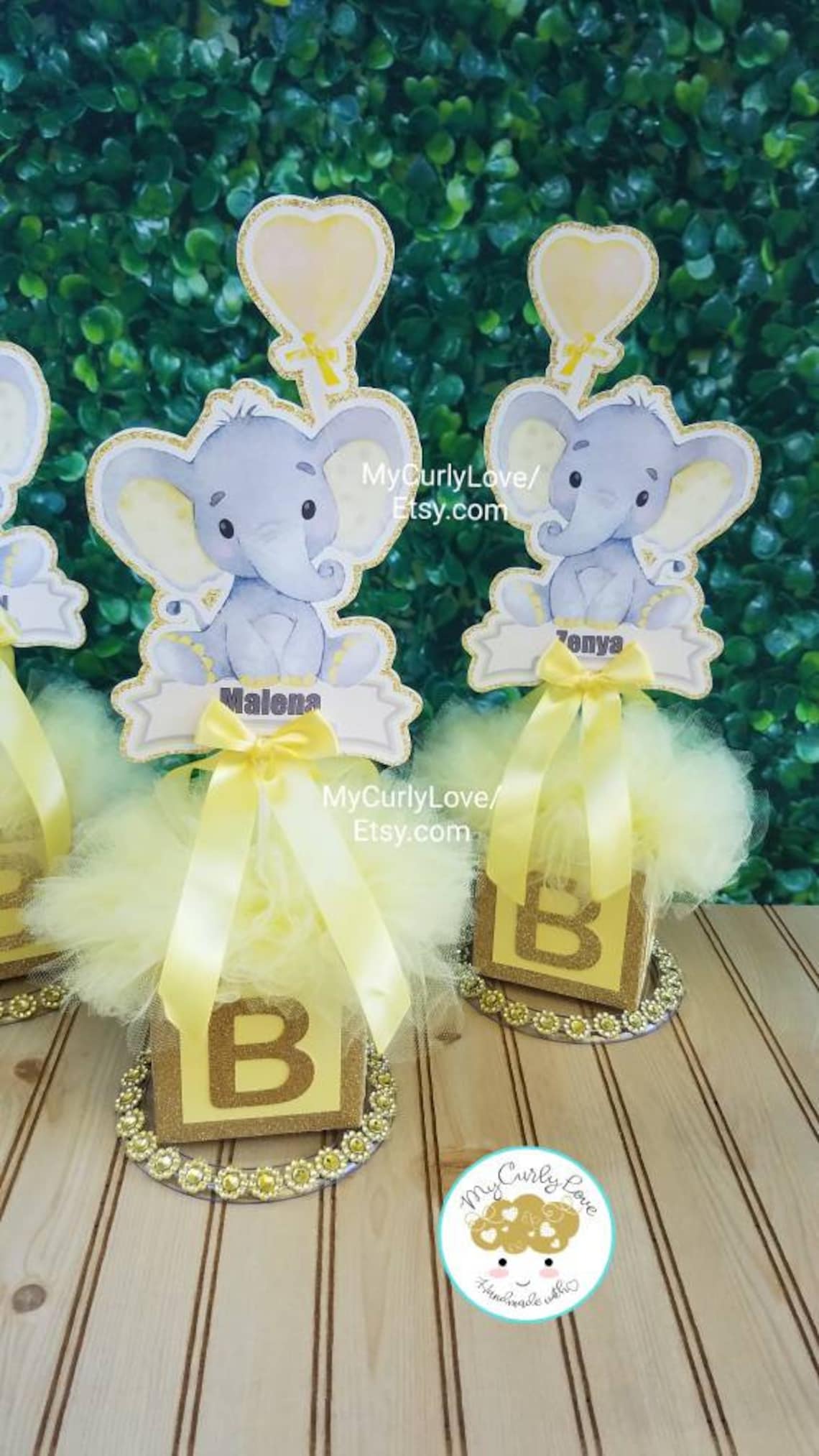 Yellow Elephant Baby Shower Centerpiece Neutral Elephant Baby | Etsy