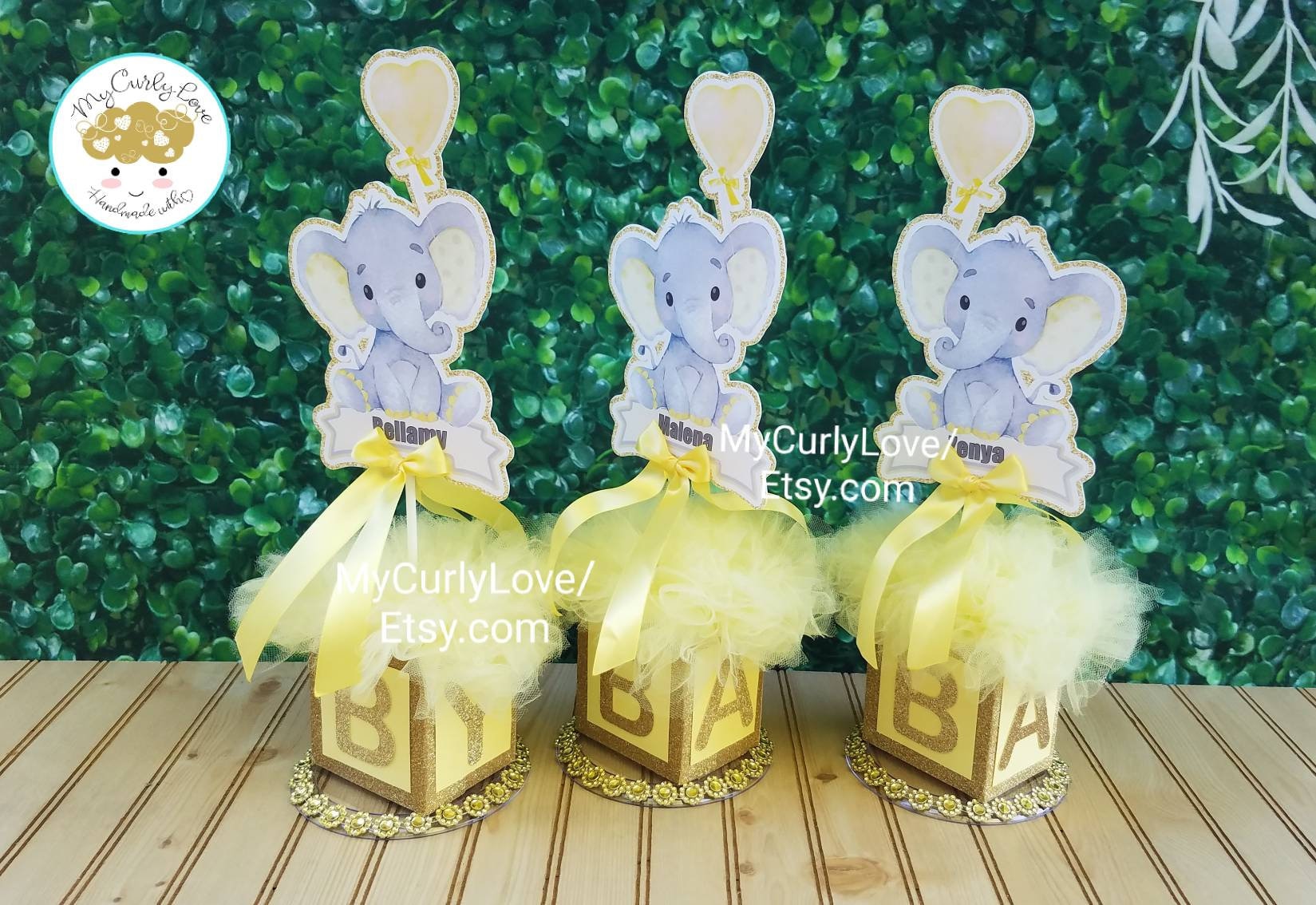 Yellow Elephant Baby Shower Centerpiece Neutral Elephant Baby | Etsy