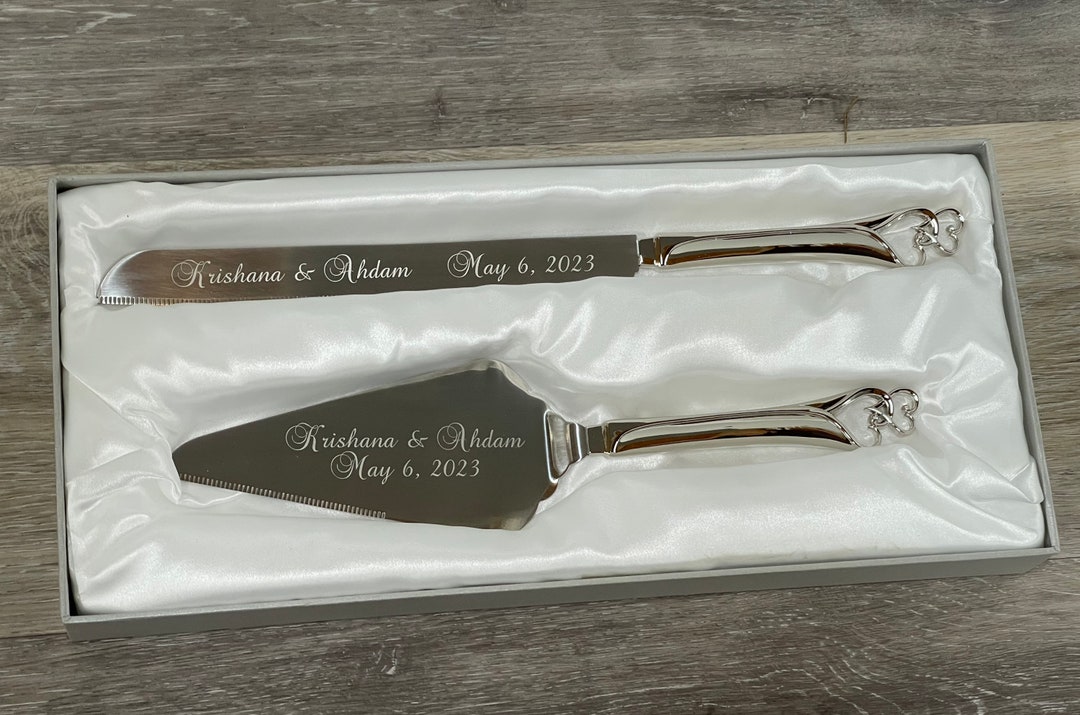 Personalized Cake Knife and Server Set - Wedding Cake Cutting Set ...