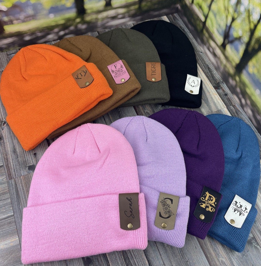 Unisex Personalized Beanie With Custom Tag - Monogrammed Winter Hat ...