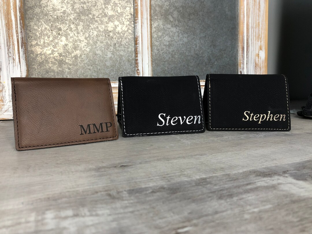 Personalized Leatherette Trifold Wallet – Engraved Gift for Him - Etsy