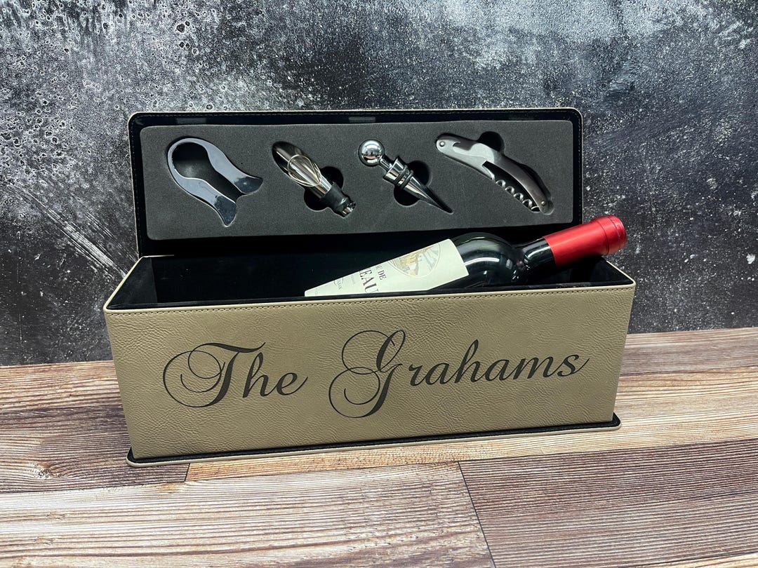 Personalized Wine Box With Accessories – Custom Engraved Gift for ...
