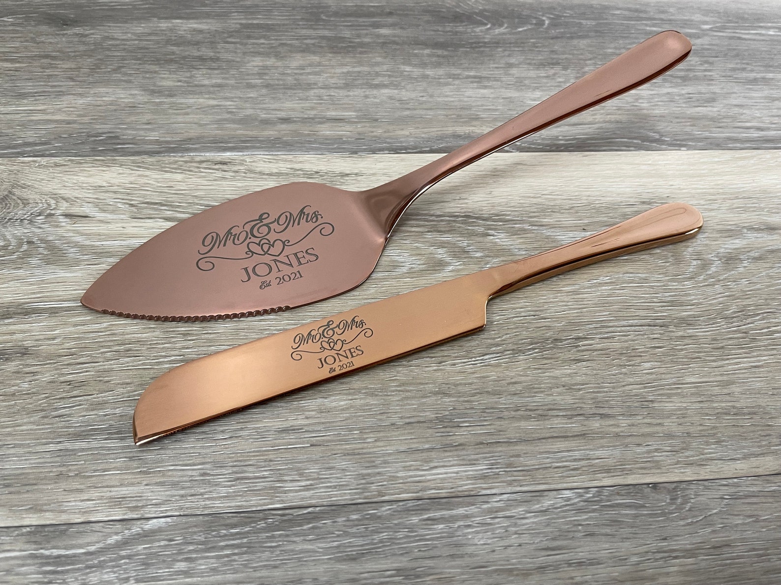 Personalized Cake Knife and Server Set With 2 Dessert Forks Engraved ...