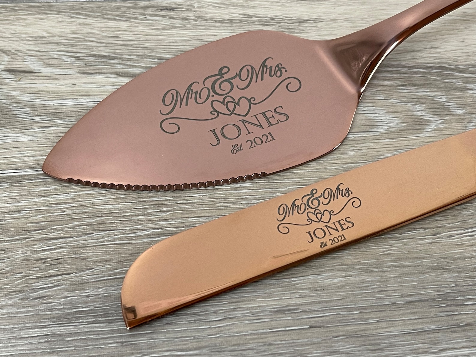 Personalized Cake Knife and Server Set With 2 Dessert Forks Engraved ...