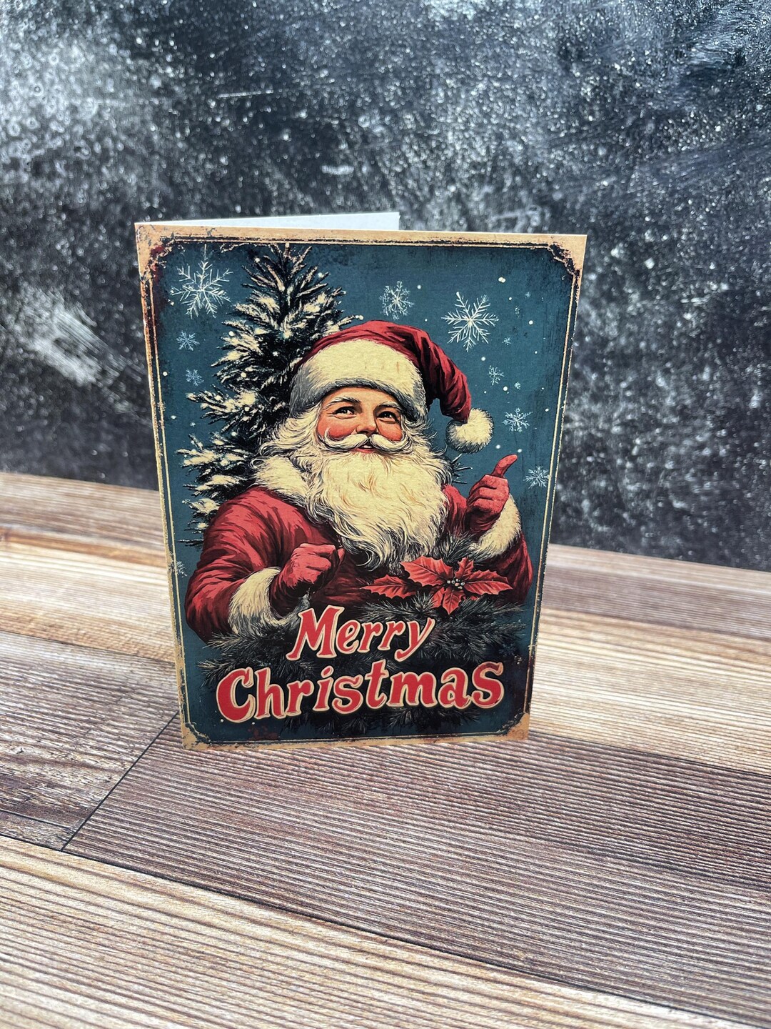 Vintage Santa Christmas Card | Personalized Holiday Card | Merry ...