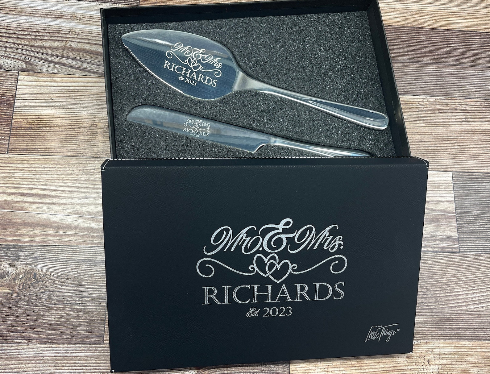 Personalized Cake Knife and Server Set With Gift Box - Engraved Wedding ...