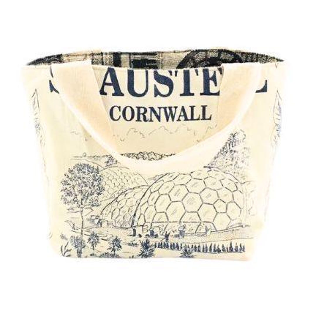 Tea Bag! Upcycled Tea Towel Tote Bag. Reversible Cornwall Eden Project ...