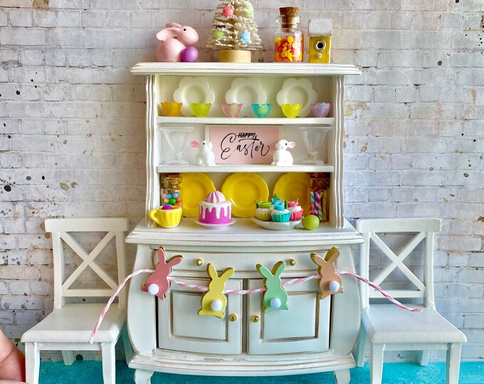 Handmade Miniature Easter Hutch, Artisan Dollhouse Furniture, 1:12 ...