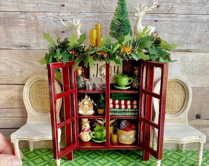 1:12 Scale Miniature Christmas Furniture, Dollhouse Cupboard, Artisan ...