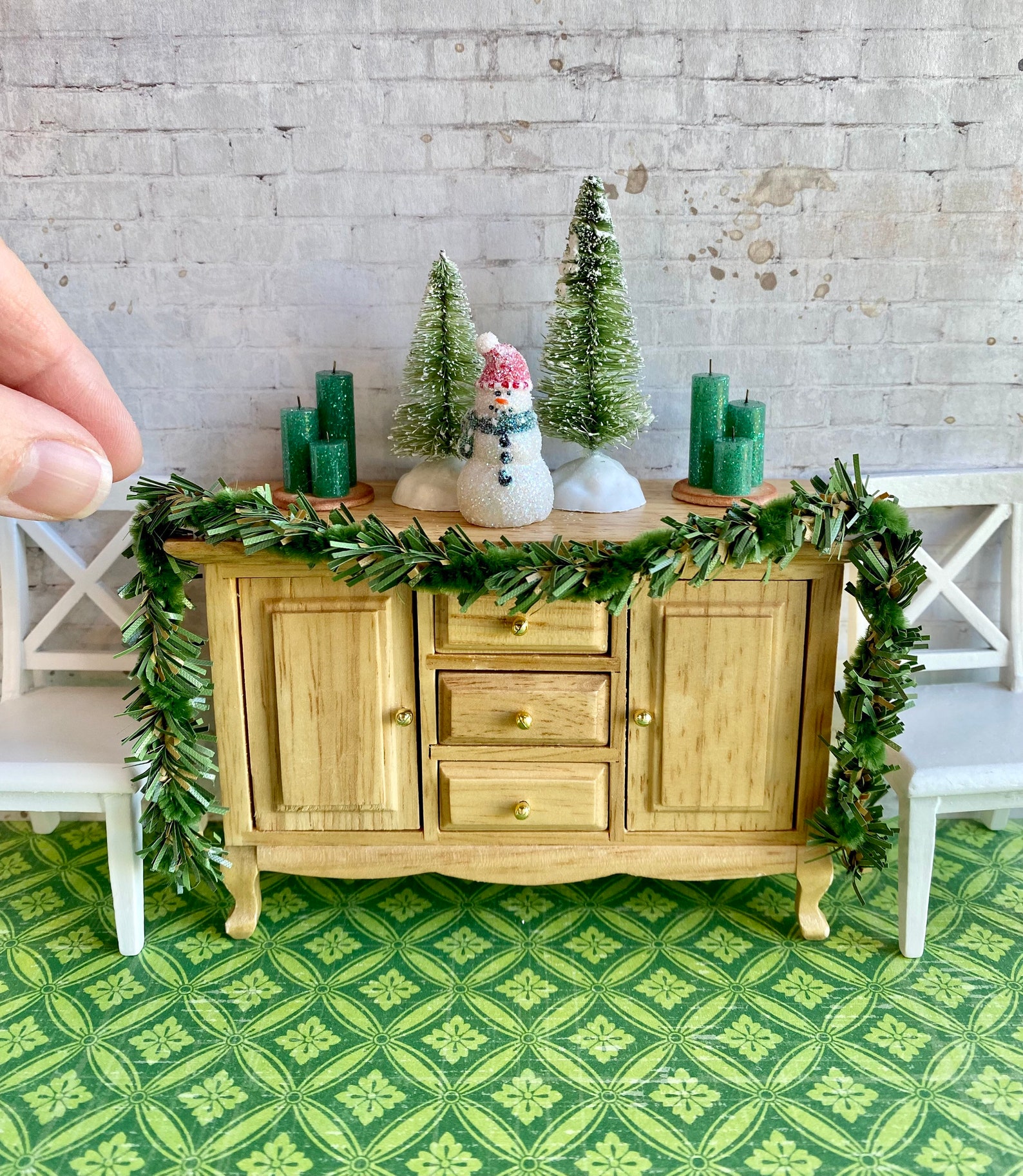 Miniature Christmas Candles, Christmas Miniatures, Red and Green ...