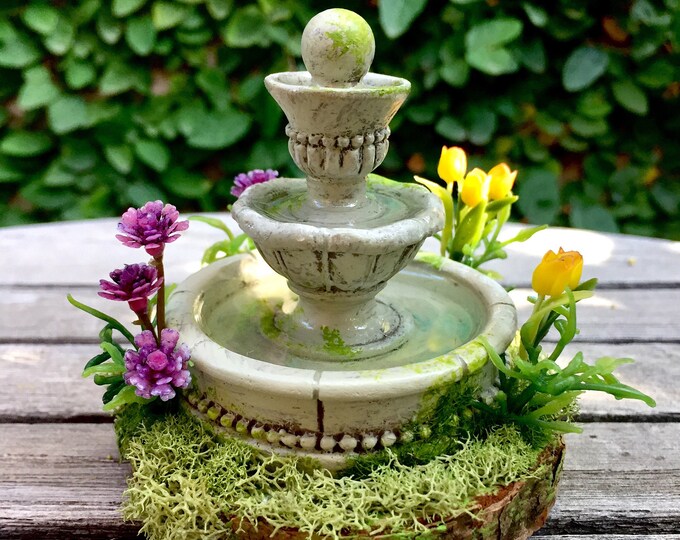 Miniature Garden Fountain, Dollhouse Water Fountain, Fairy Garden ...