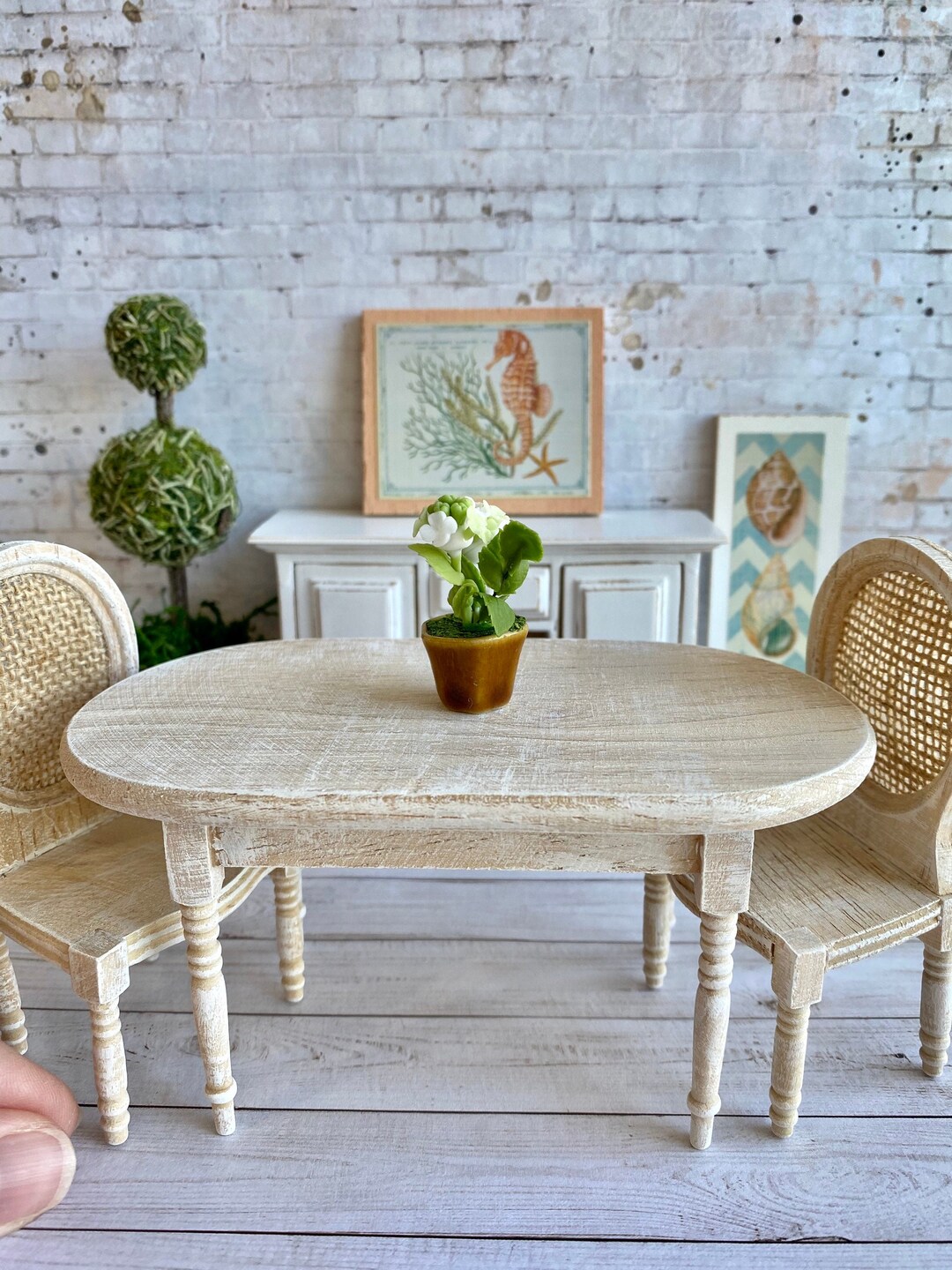 1:12 Scale Miniature Dining Table, Beach House Miniature, Dollhouse ...