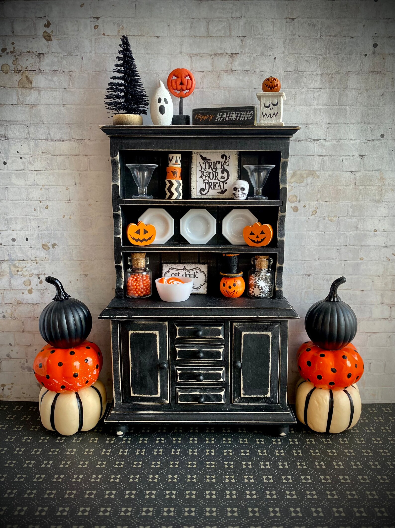 Miniature Stacked Pumpkins, Dollhouse Pumpkins, Halloween Dollhouse ...