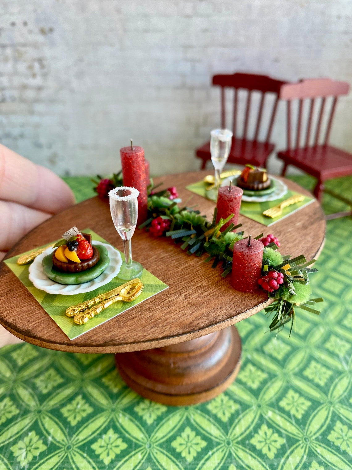Christmas Miniatures Kitchen Dollhouse Table Christmas - Etsy