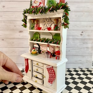 1:12 Scale Dollhouse Christmas Cupboard, Miniature Hutch, Artisan ...