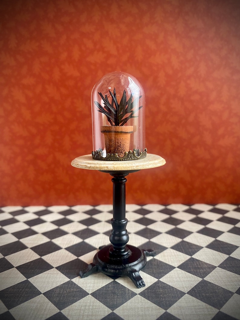 Miniature Plant in Cloche, Miniature Halloween Plant, Handmade ...