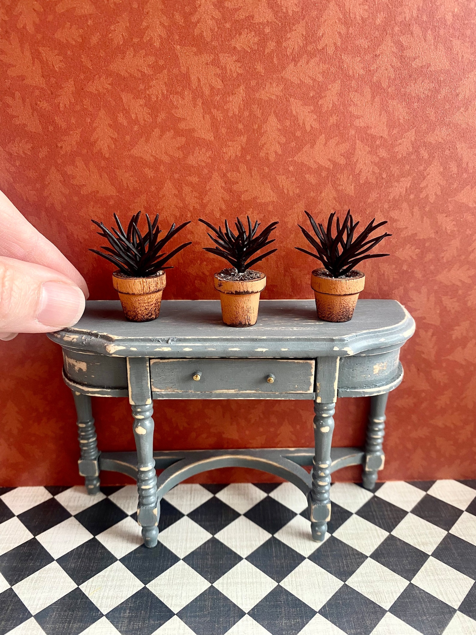 Miniature Plant in Cloche, Miniature Halloween Plant, Handmade ...