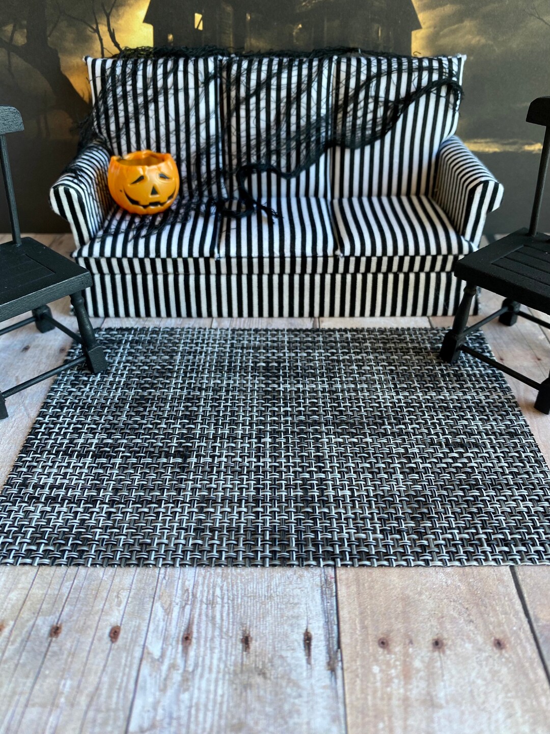 Miniature Dollhouse Woven Rug, Haunted House Miniatures, 1:12 Scale ...