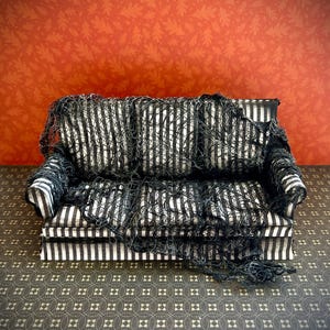 Miniature Haunted Dollhouse Couch, Chair and Ottoman, 1:12 Scale ...