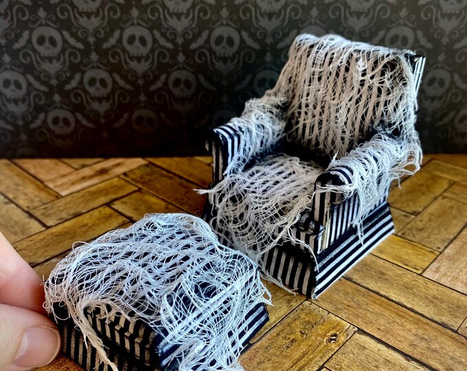 Miniature Haunted Dollhouse Couch, Chair and Ottoman, 1:12 Scale ...