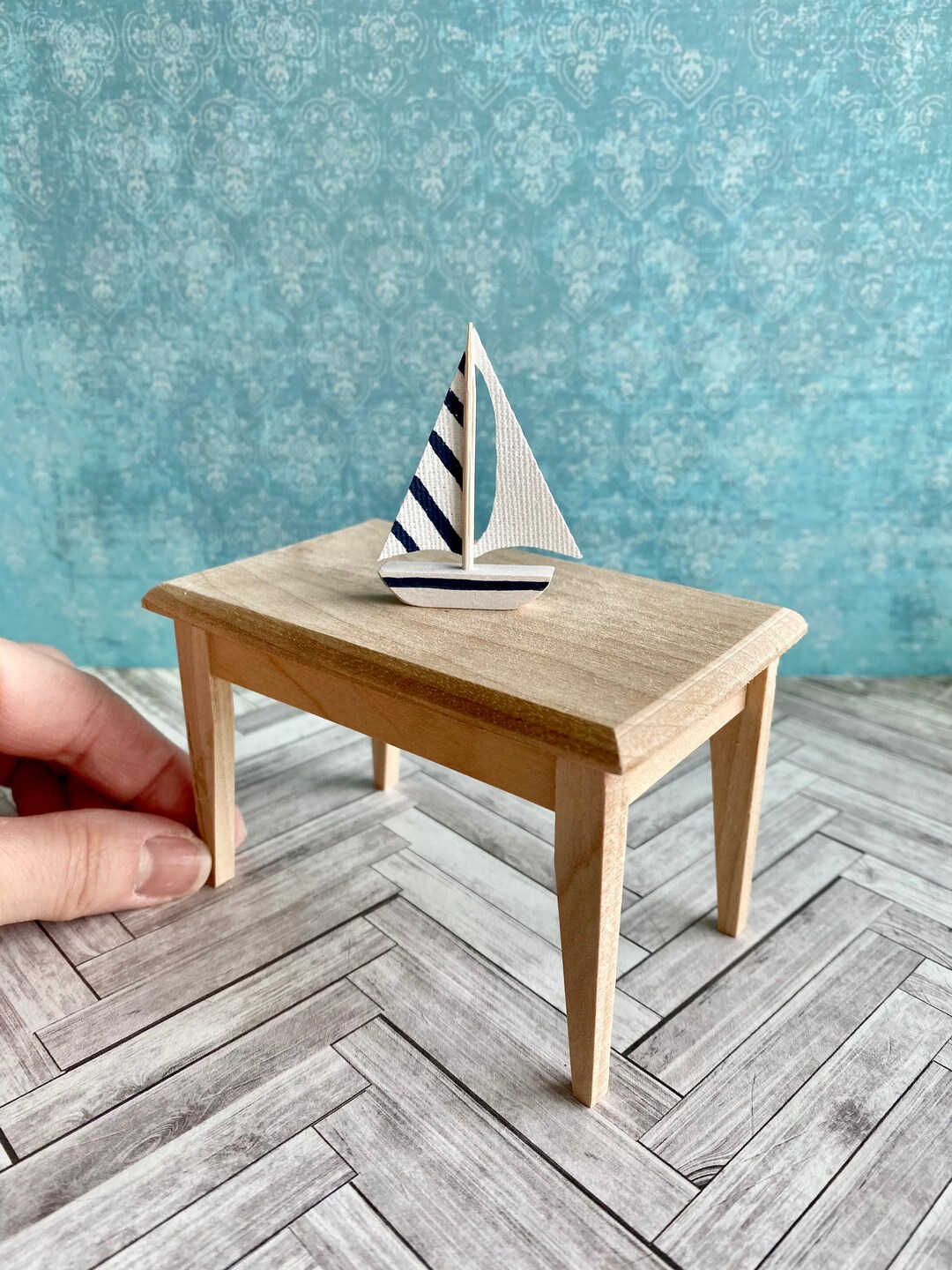 1:12 Scale Dining Table, Dollhouse Furniture, Miniature Wood Table - Etsy