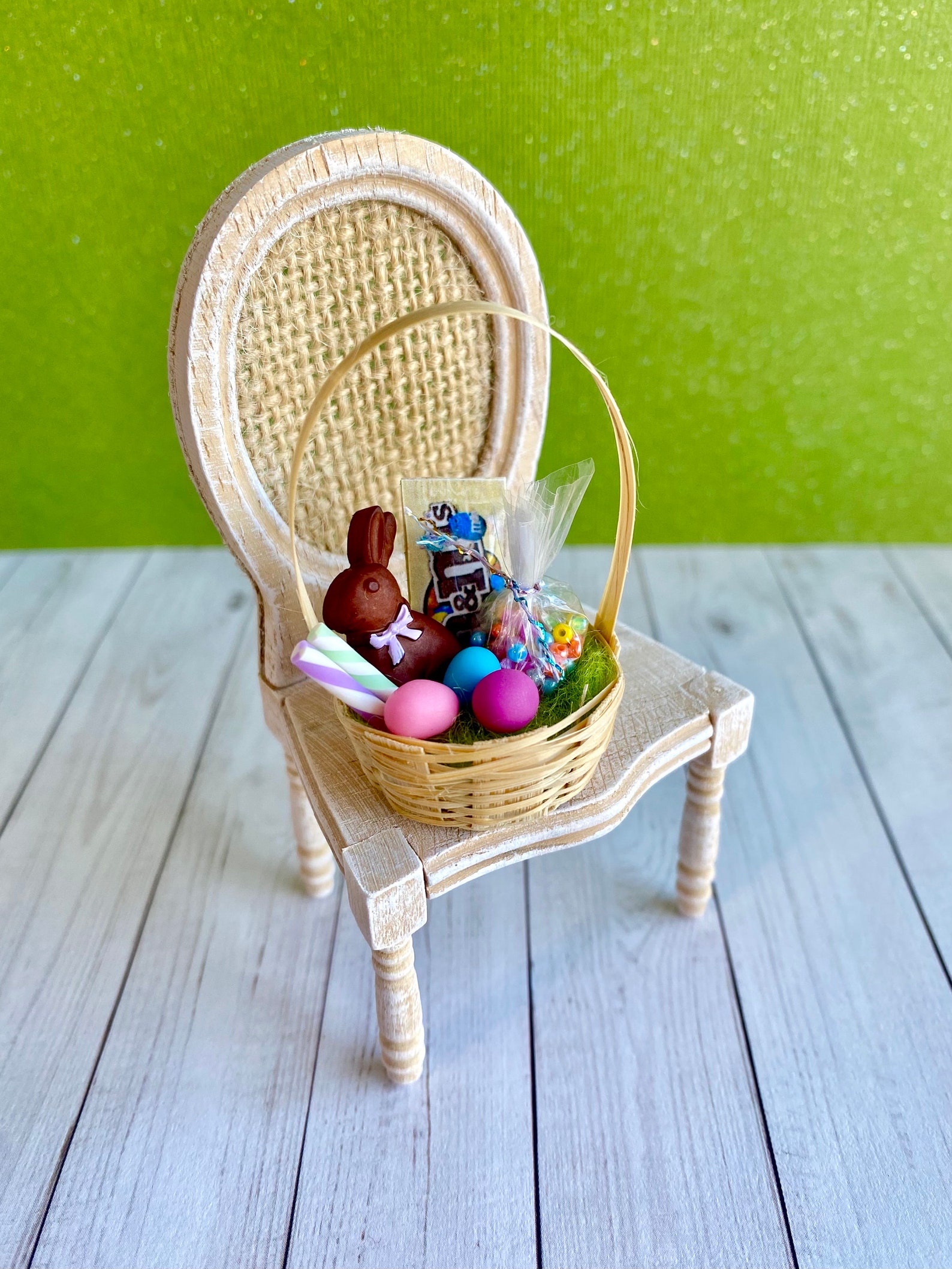 1:12 Scale Miniature Easter Basket, Miniature Easter Eggs, Dollhouse ...