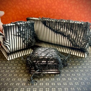 Miniature Haunted Dollhouse Couch, Chair and Ottoman, 1:12 Scale ...