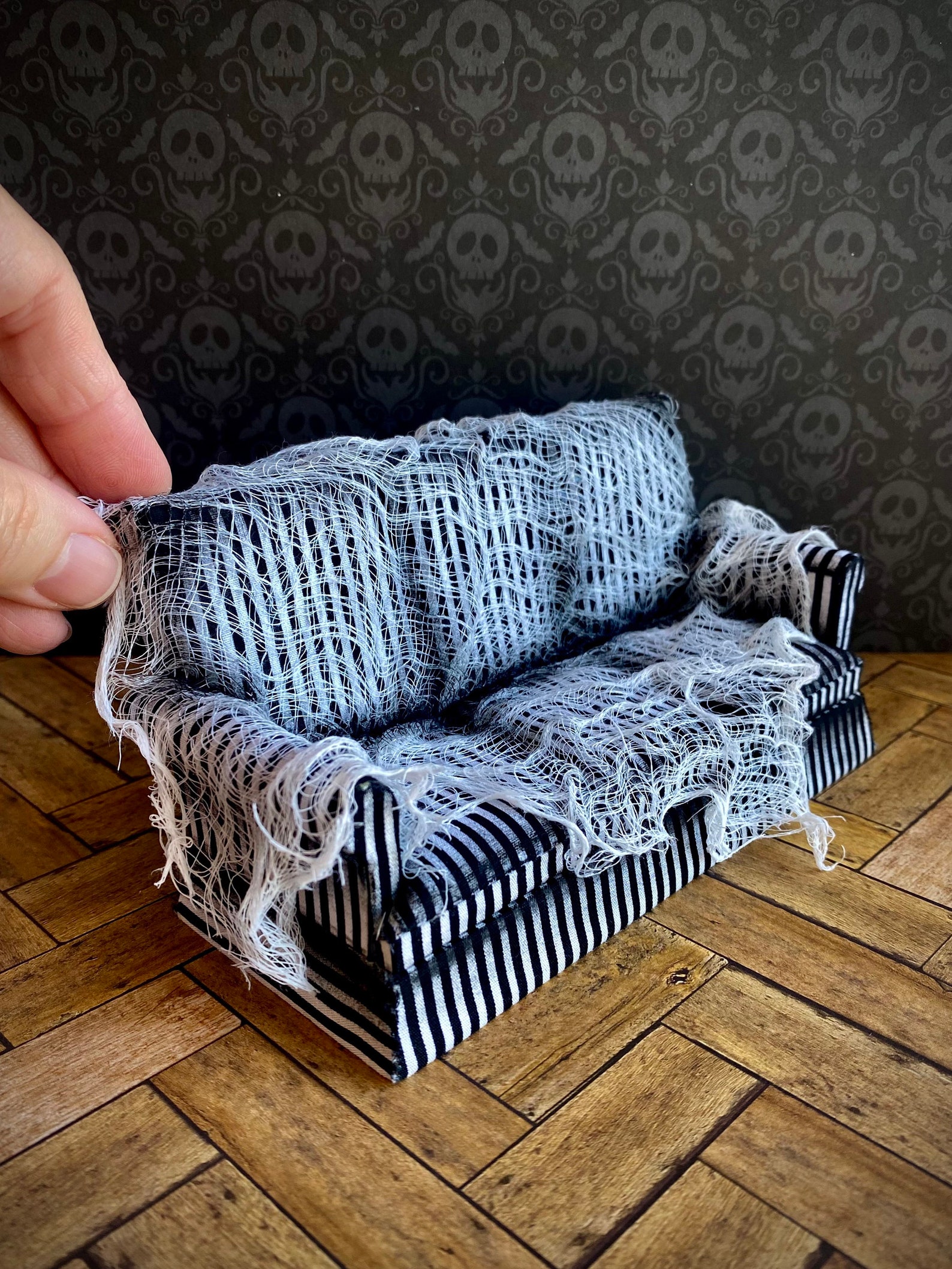 Miniature Haunted Dollhouse Couch, Chair and Ottoman, 1:12 Scale ...