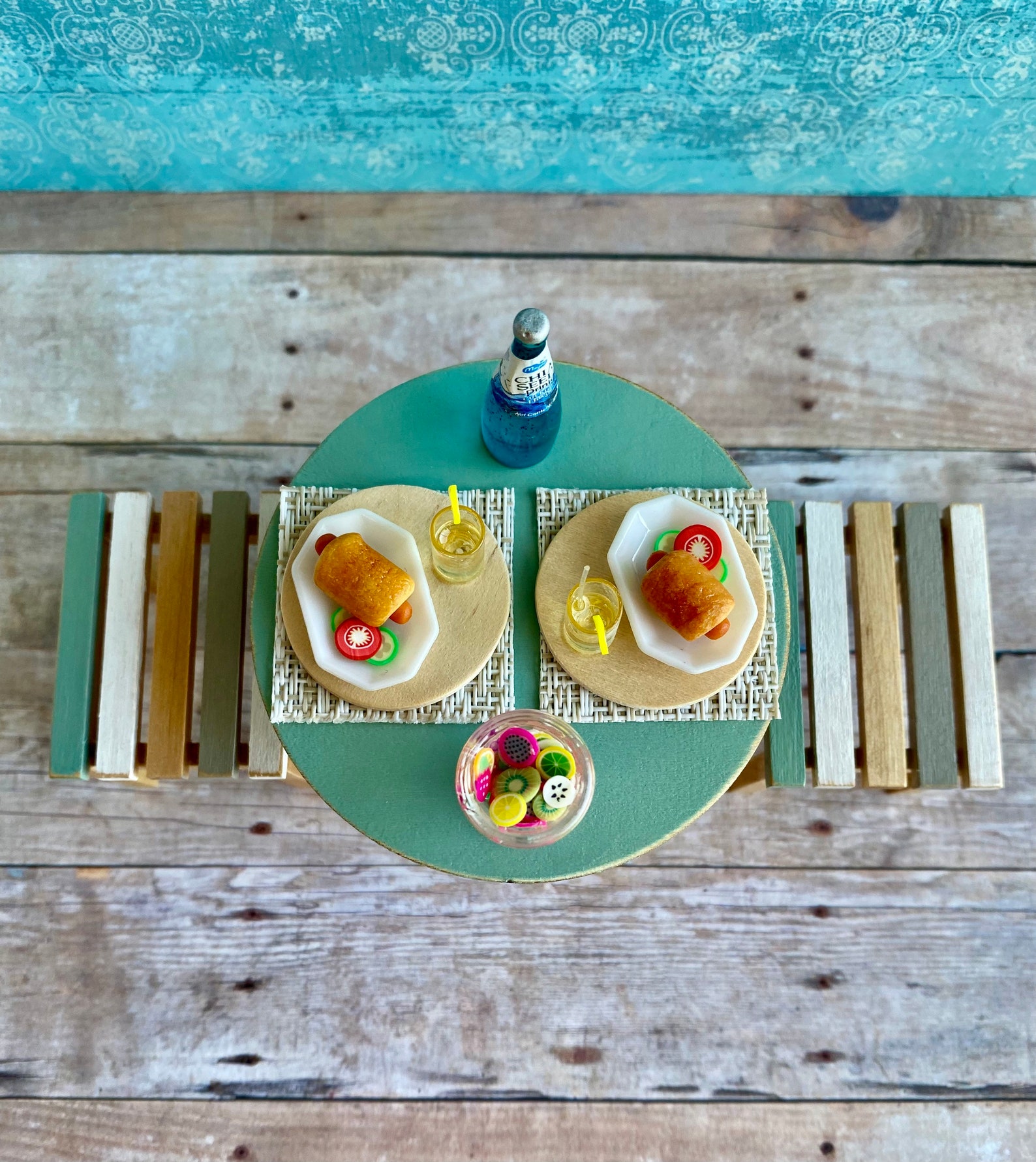 Miniature Bistro Set, Beach Dollhouse Kitchen, 1:12 Scale Table and ...