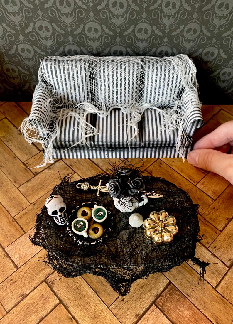 Miniature haunted dollhouse couch chair and ottoman 1:12 | Etsy