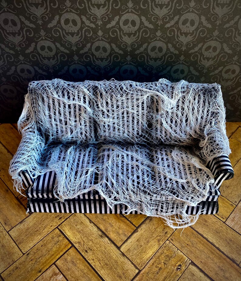 Miniature Haunted Dollhouse Couch, Chair and Ottoman, 1:12 Scale ...