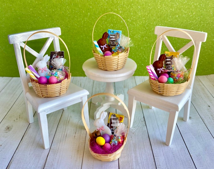 1:12 Scale Miniature Easter Basket, Miniature Easter Eggs, Dollhouse ...