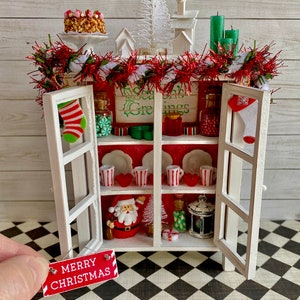 1:12 Scale Miniature Christmas Cabinet, Artisan Dollhouse Furniture ...