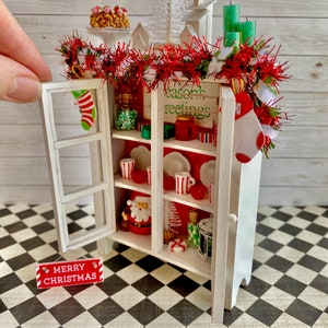 1:12 Scale Miniature Christmas Cabinet, Artisan Dollhouse Furniture ...