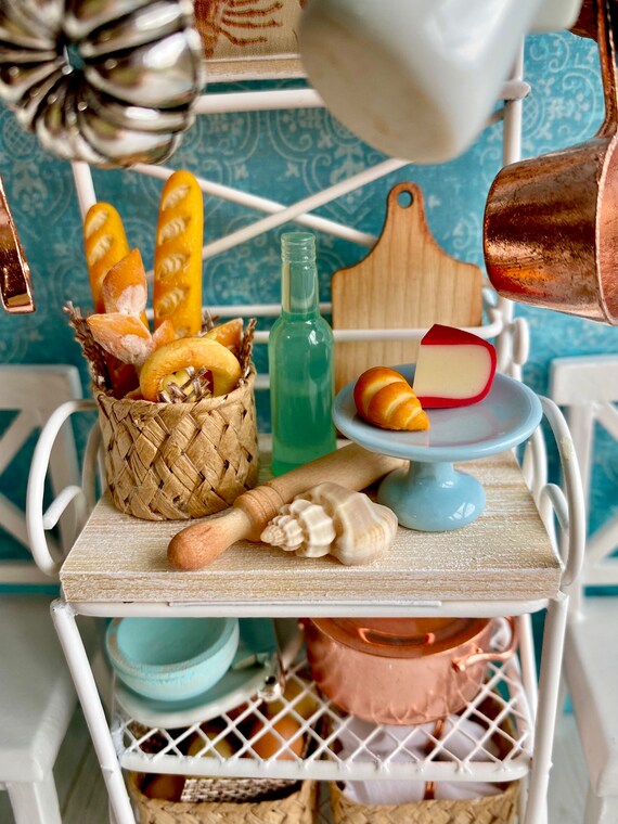 dollhouse kitchen shelf 1:12 scale Miniature bakers rack beach ...