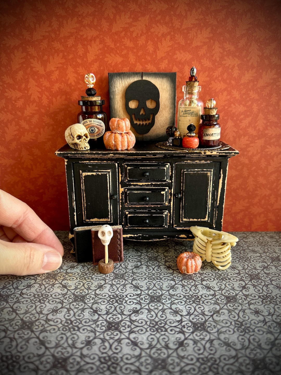Miniature Halloween Furniture, Dollhouse Sideboard, 1:12 Scale ...