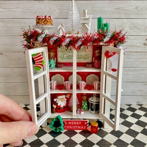 1:12 Scale Miniature Christmas Cabinet, Artisan Dollhouse Furniture ...