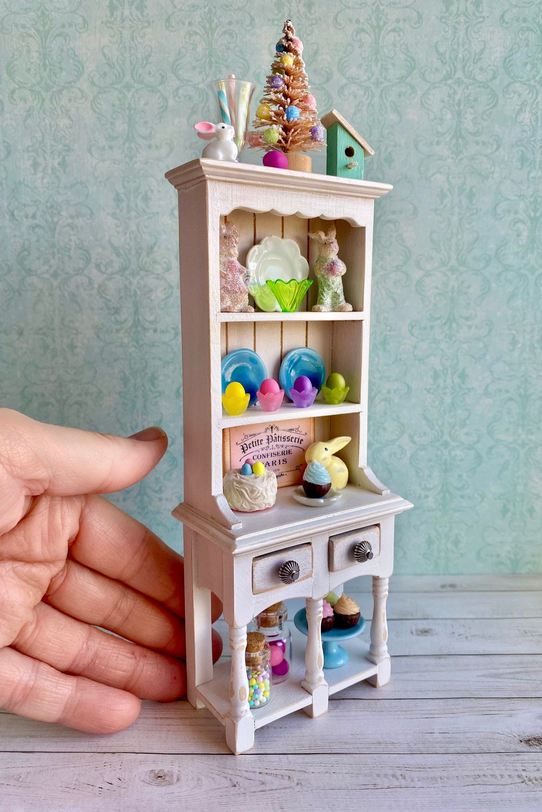 1:12 Scale Easter Hutch, Artisan Easter Miniatures, Miniature Dollhouse ...