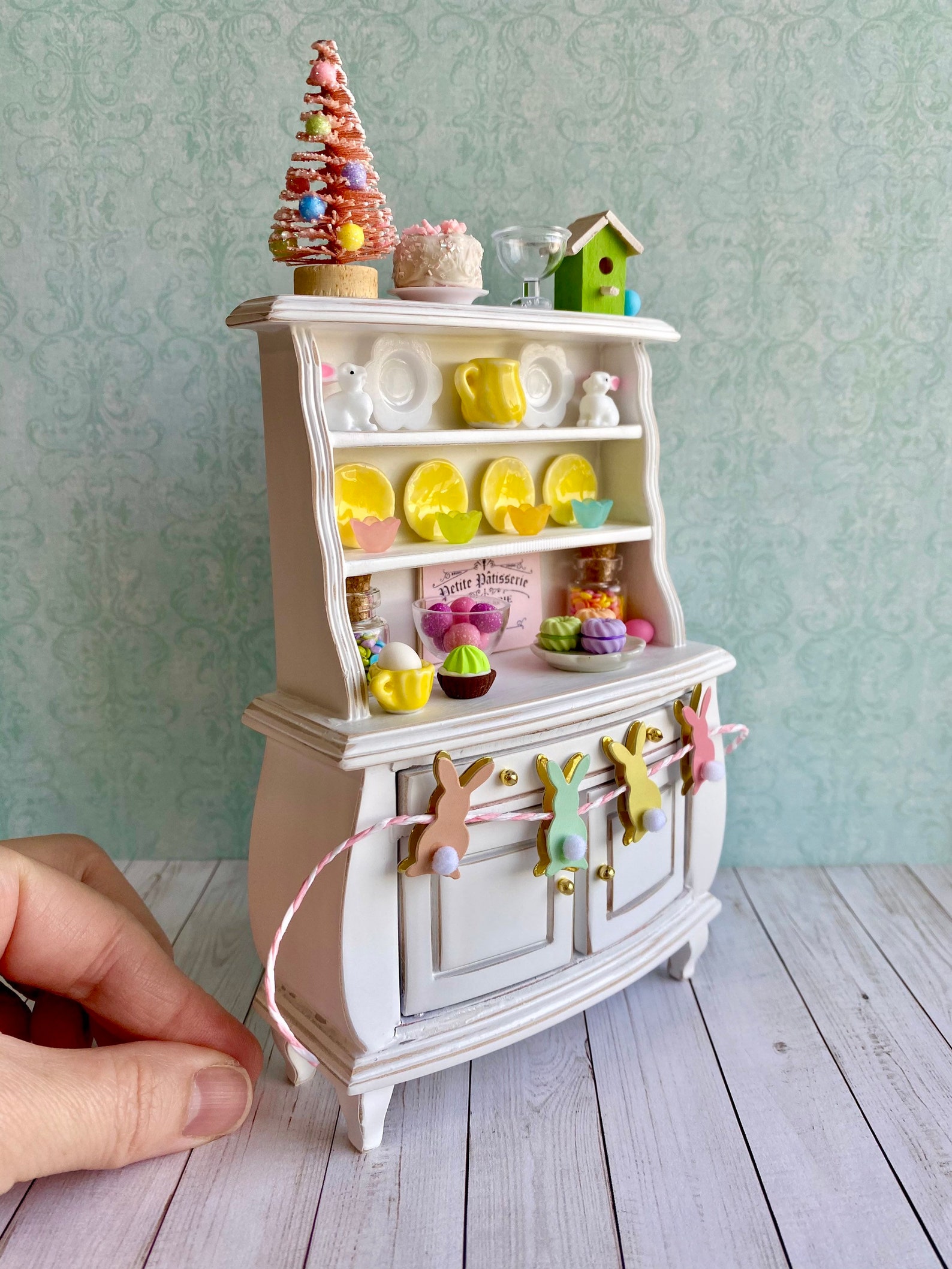 Easter Miniatures, Artisan Dollhouse Furniture, 1:12 Scale Easter Hutch ...